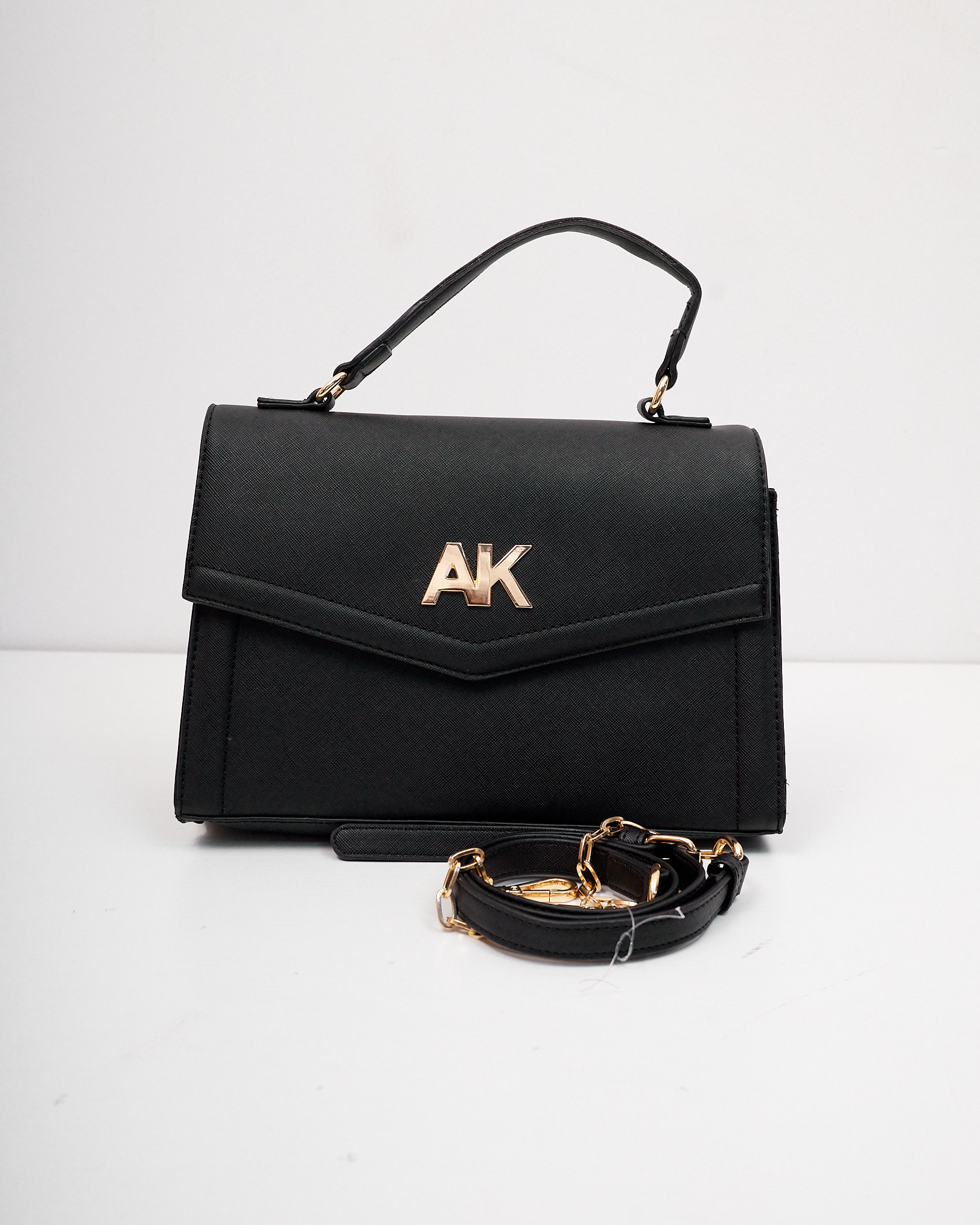 AK BLACK LOGO GRAB HANDLE SATCHEL BAG – Posh Apparels
