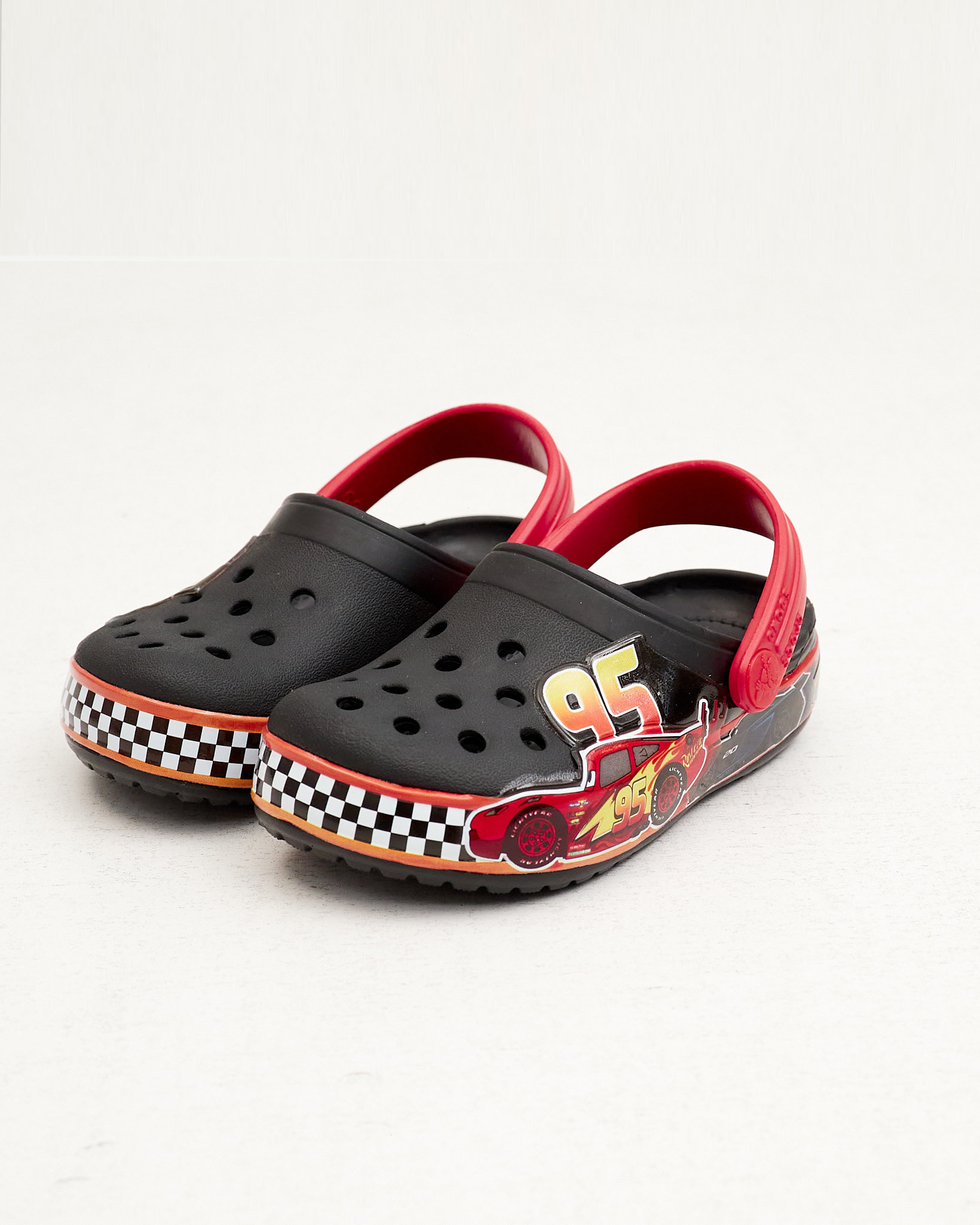 KIDS LIGHTNING MCQUEEN BLACK & RED STRAP CROCS – Posh Apparels