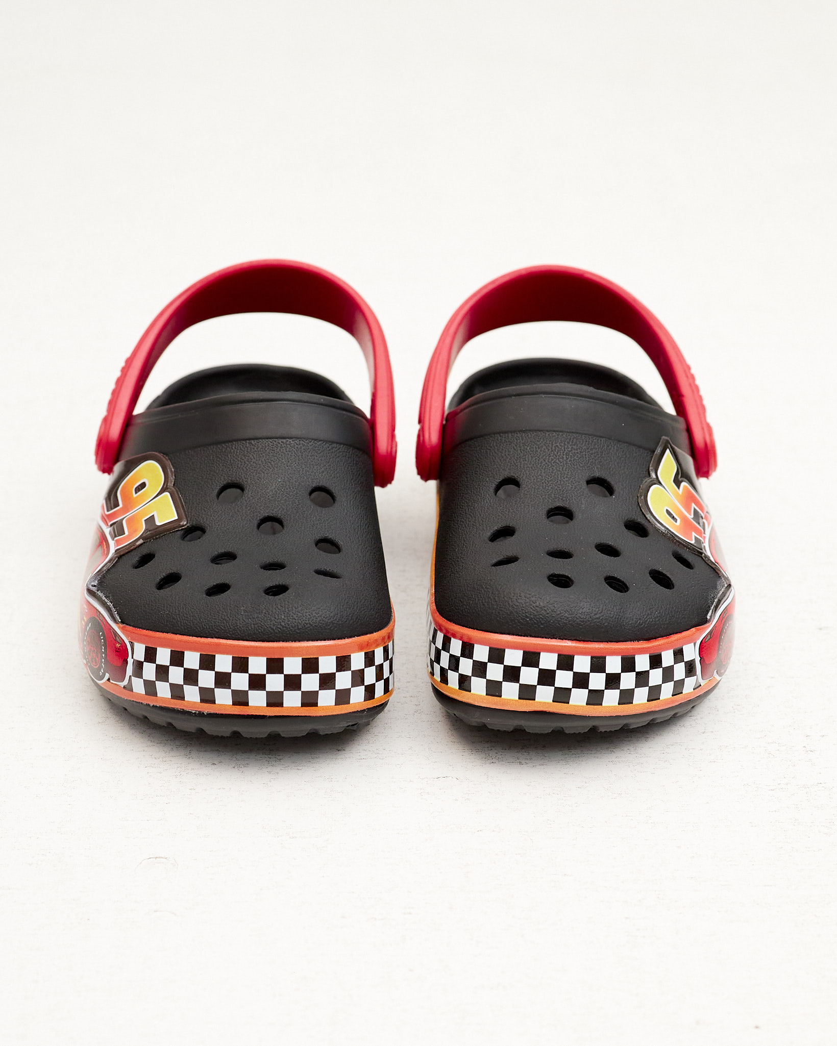 KIDS LIGHTNING MCQUEEN BLACK & RED STRAP CROCS – Posh Apparels