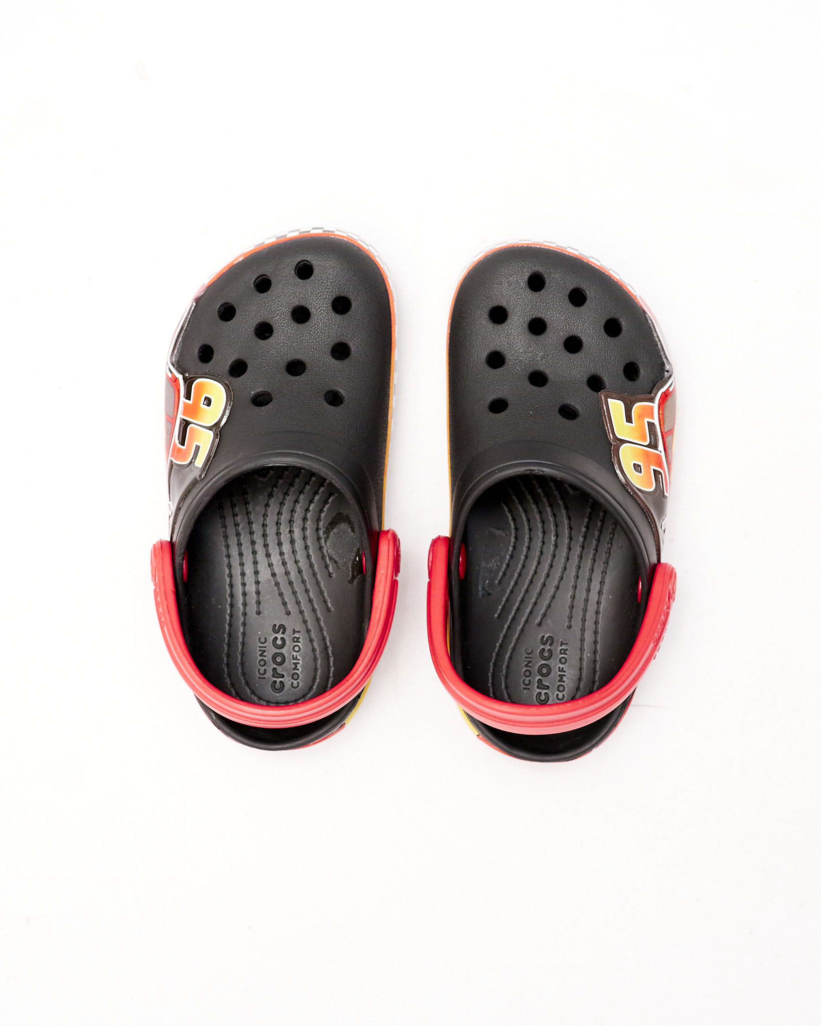 KIDS LIGHTNING MCQUEEN BLACK & RED STRAP CROCS – Posh Apparels