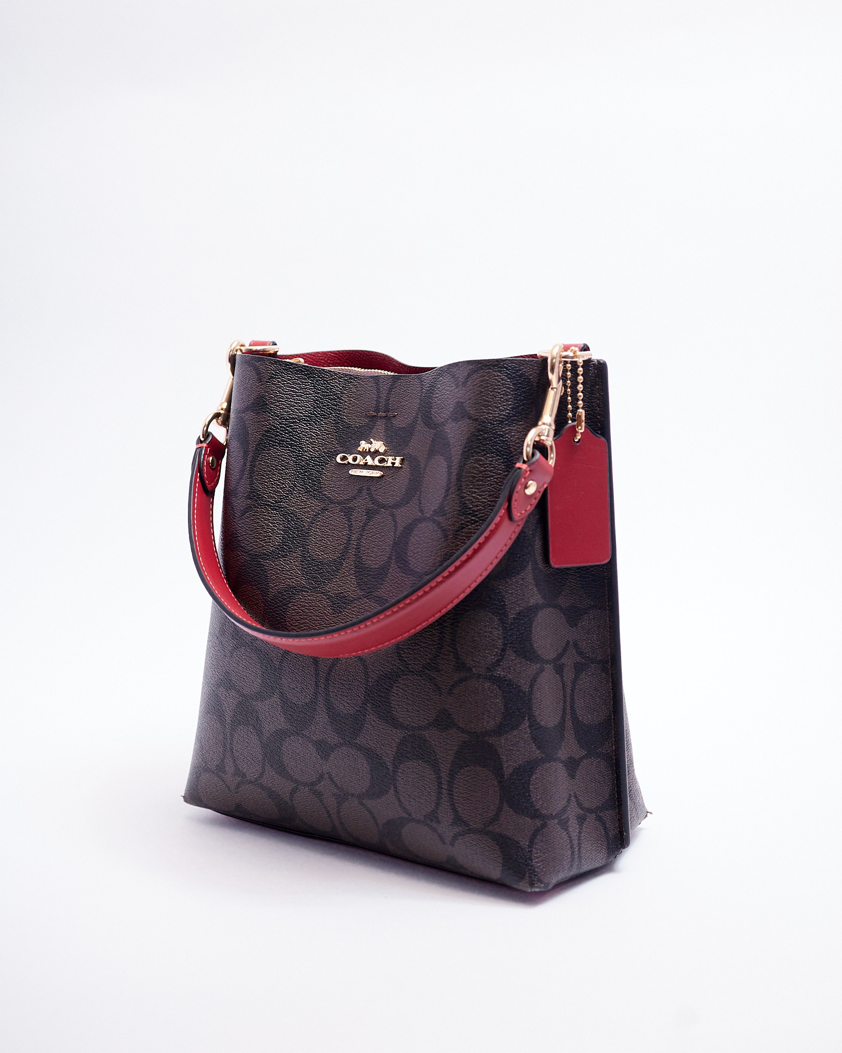 COACH BROWN SIGNATURE MONOGRAM BUCKET BAG – Posh Apparels