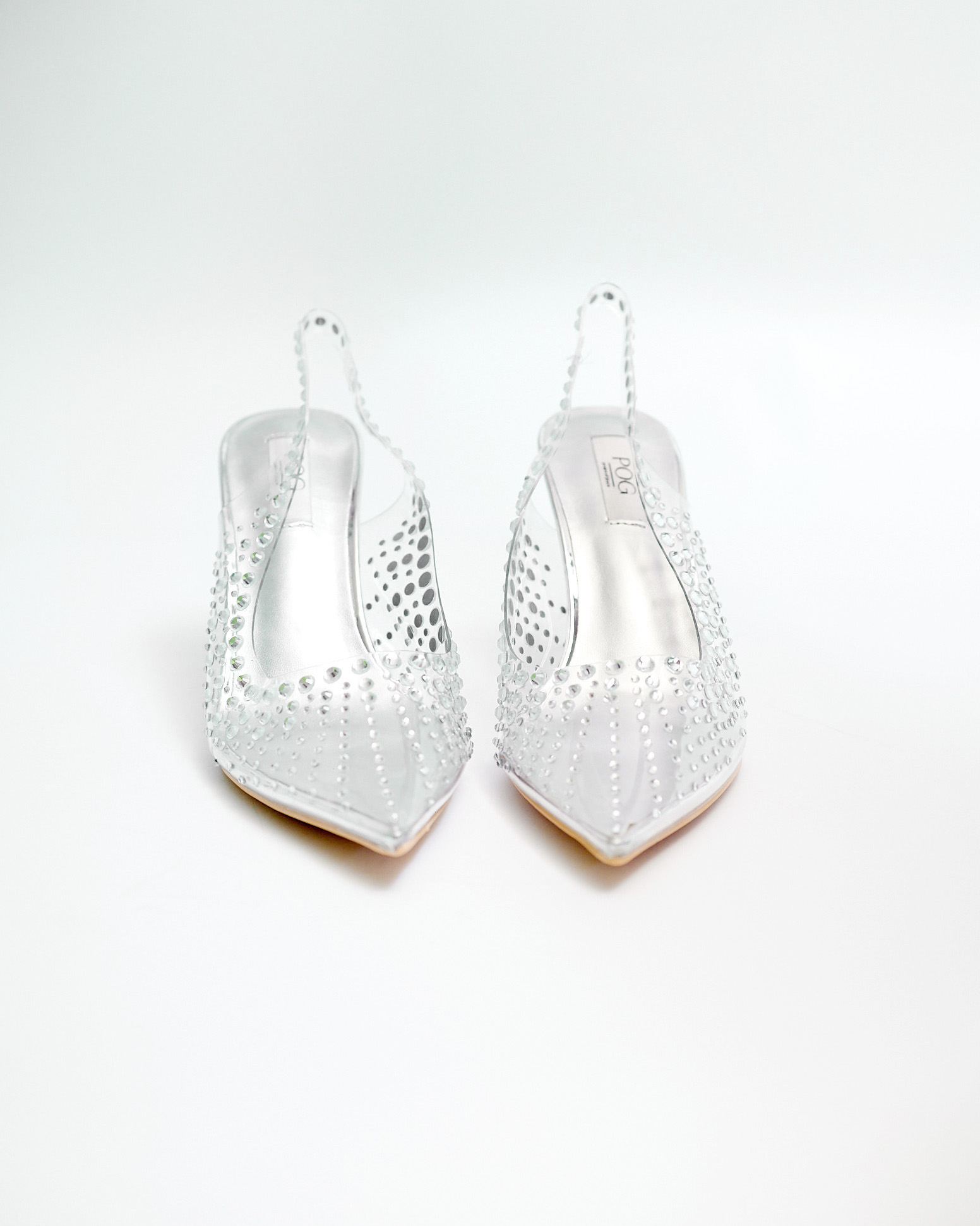 POG SILVER PERSPEX EMBELLISHED SLING BACK PUMPS – Posh Apparels
