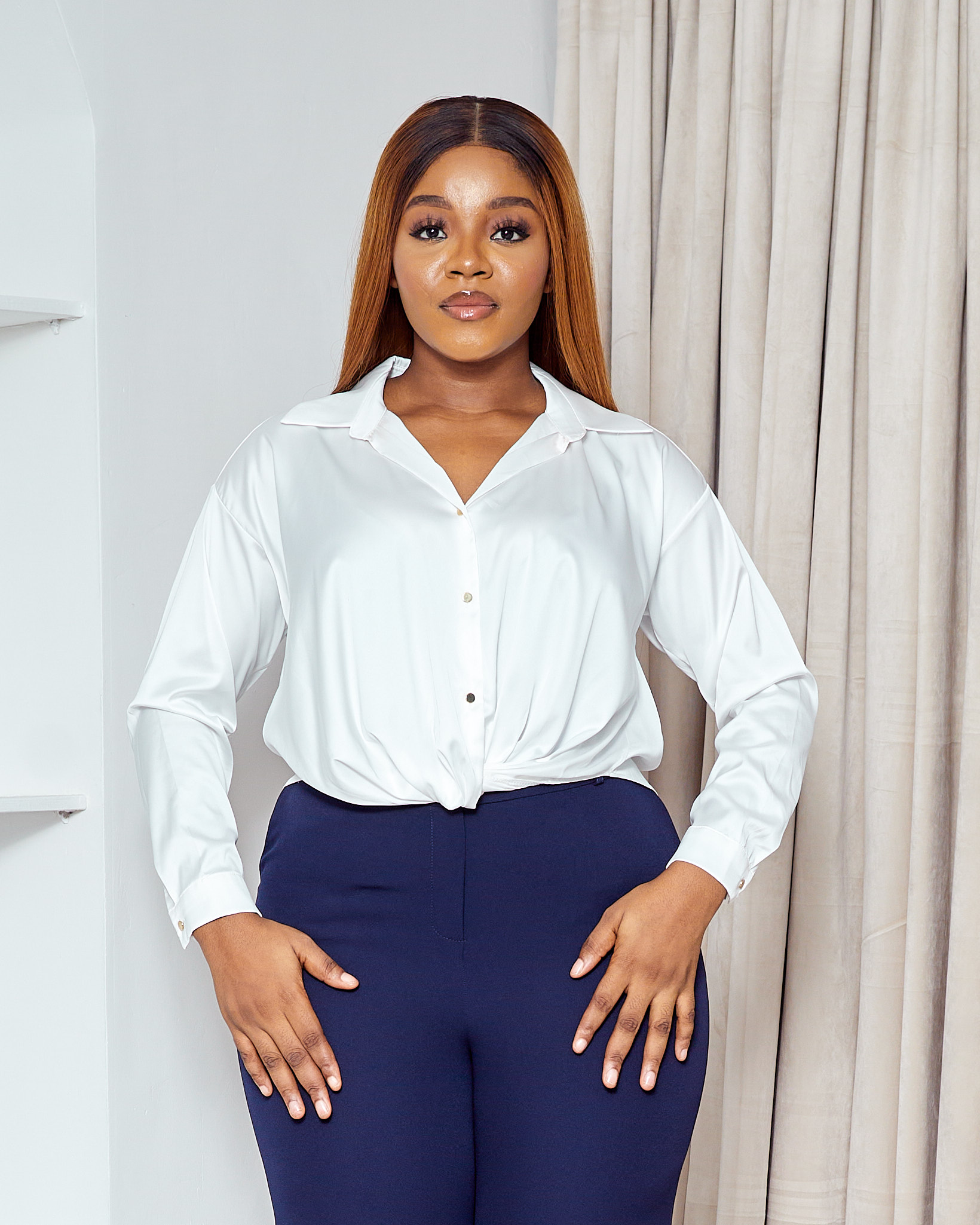 STEPS WHITE SILK FRONT RUCH DEEPHEM BLOUSE – Posh Apparels