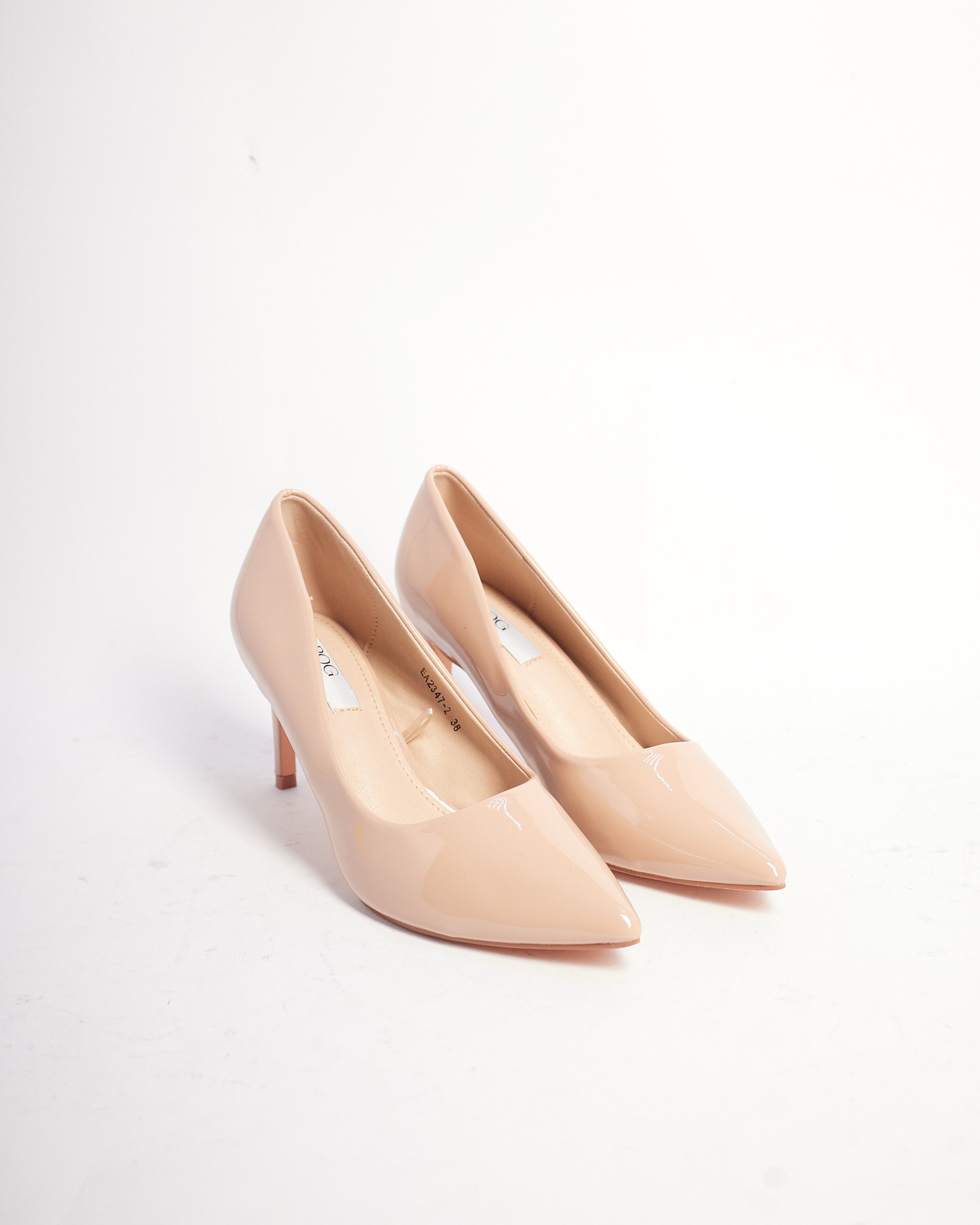 POG EA2347 SAND PATENT POINTED STILETTO PUMPS - Posh Apparels