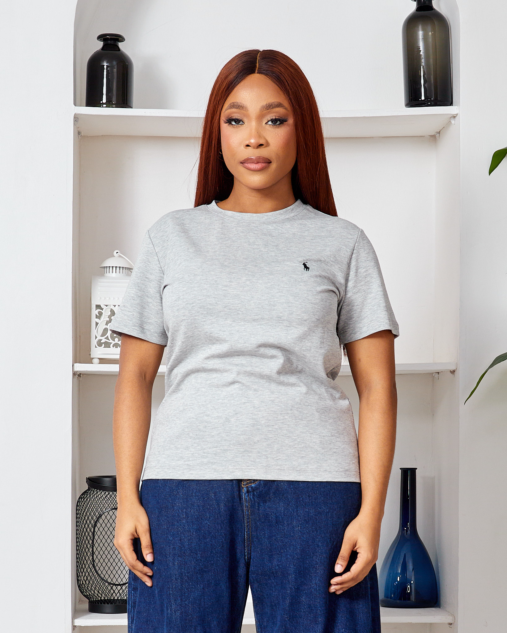 NAFAN GREY HORSE DETAIL TEE – Posh Apparels